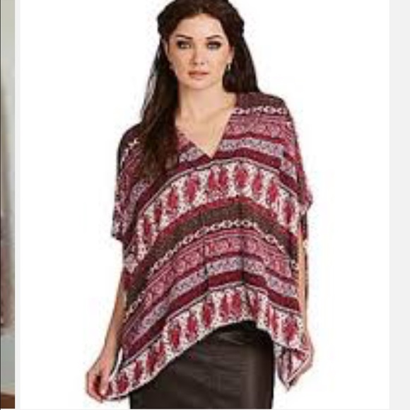 Anthropologie | Tops | Anthropologie Chelsea Violet Wallpaper Poncho ...